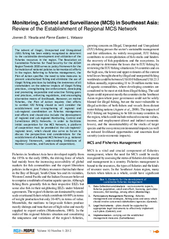 Monitoring, Control and Surveillance (MCS) in Southeast Asia: Review of ...