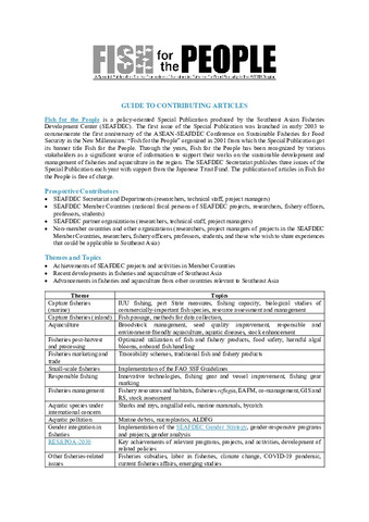 Guide to Contributing Articles to Fish for the People