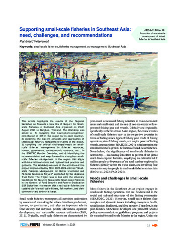 Supporting small-scale fisheries in Southeast Asia: need, challenges ...