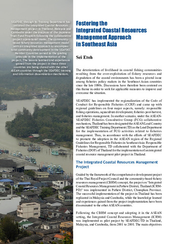 Fostering the integrated coastal resources management approach in ...