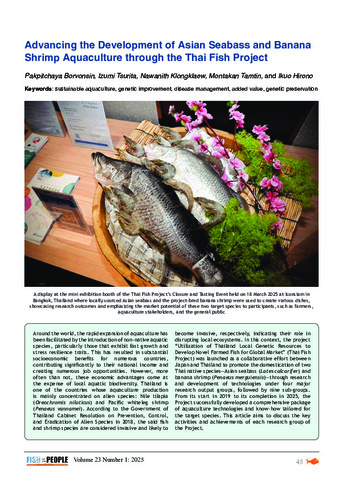 Advancing the Development of Asian Seabass and Banana Shrimp ...