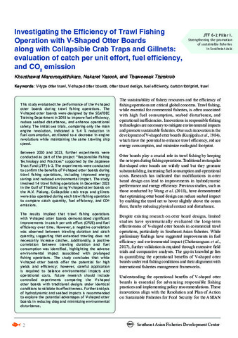 Investigating the Efficiency of Trawl Fishing Operation with V-Shaped ...