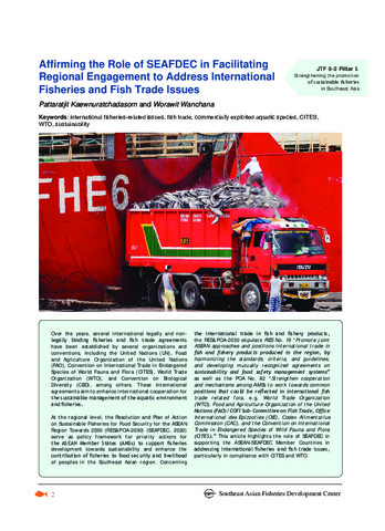 Affirming the Role of SEAFDEC in Facilitating Regional Engagement to ...
